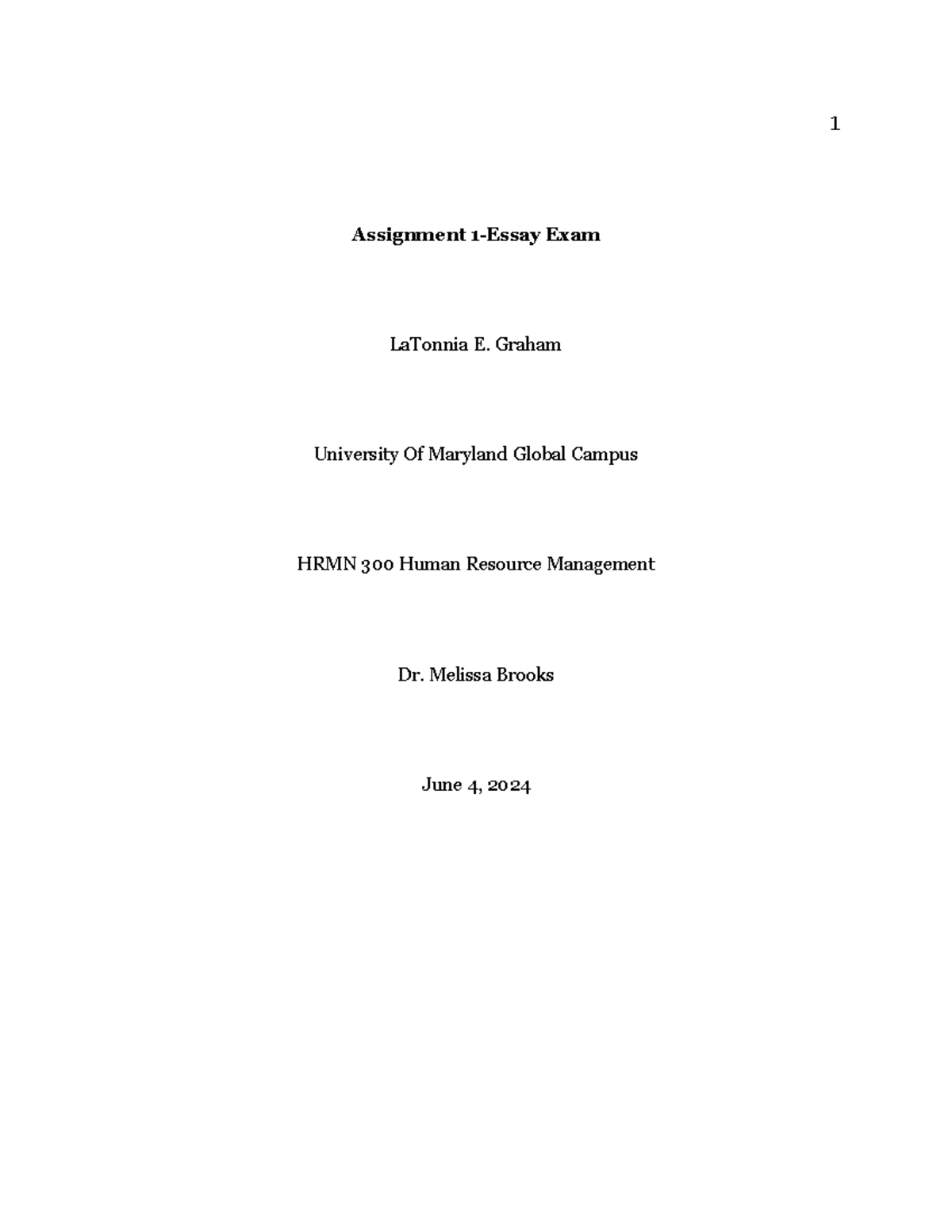 HRMN 300 Assignment 1 - Essay Exam: HR's Evolving Role in Strategy ...