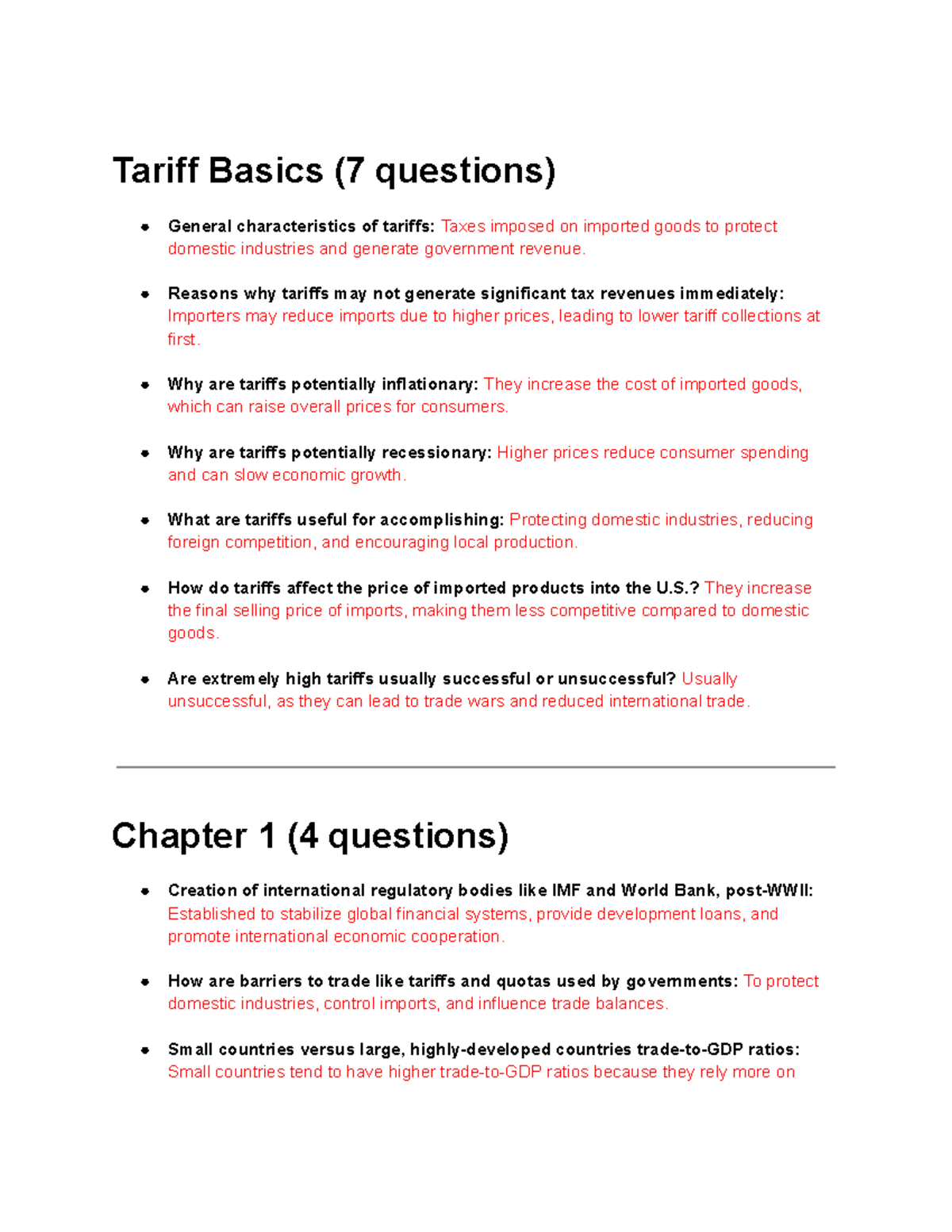 BUS 313 Study Guide: Tariffs, Trade Theories & Economic Models Overview ...
