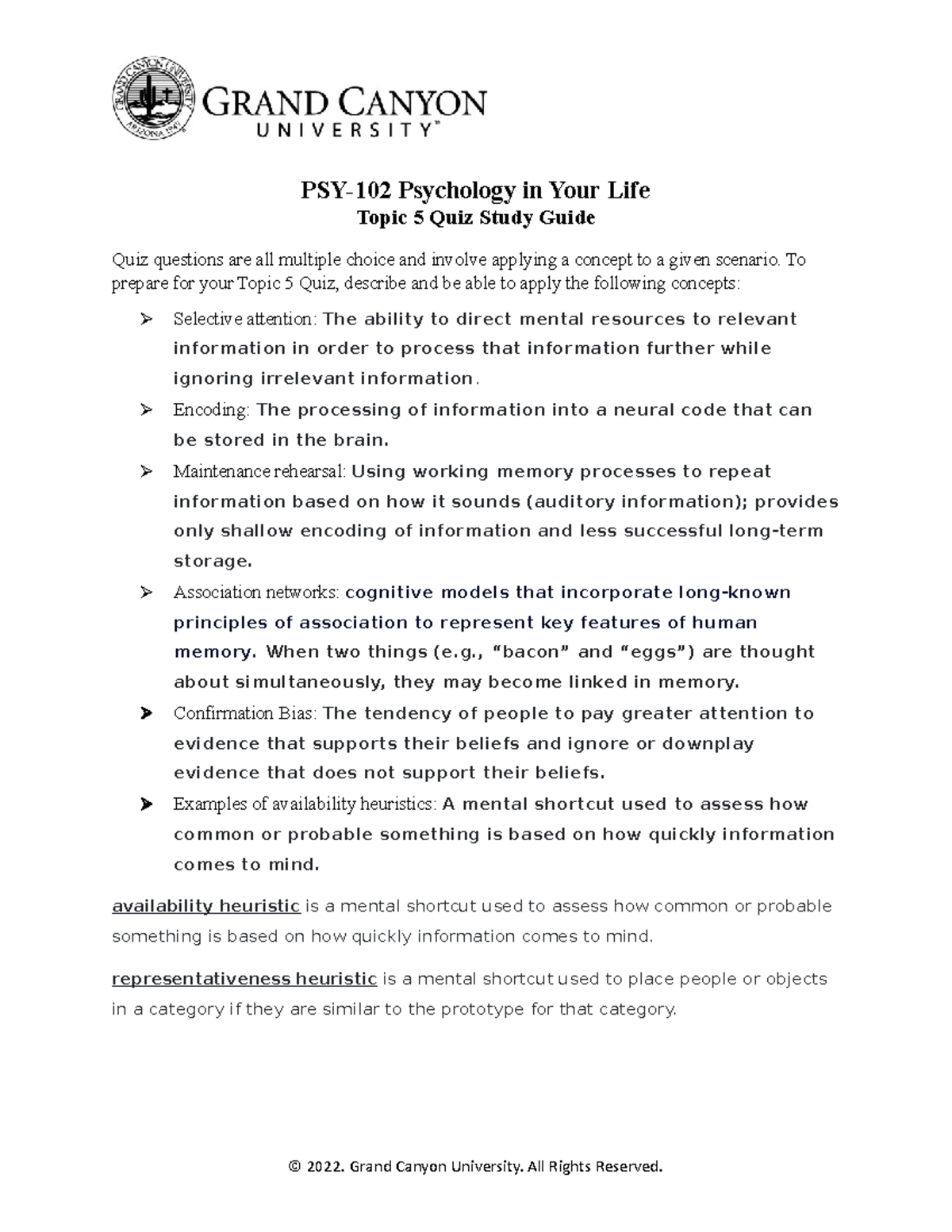 PSY-102 Topic 5 Quiz Study Guide: Key Concepts & Applications - Studocu