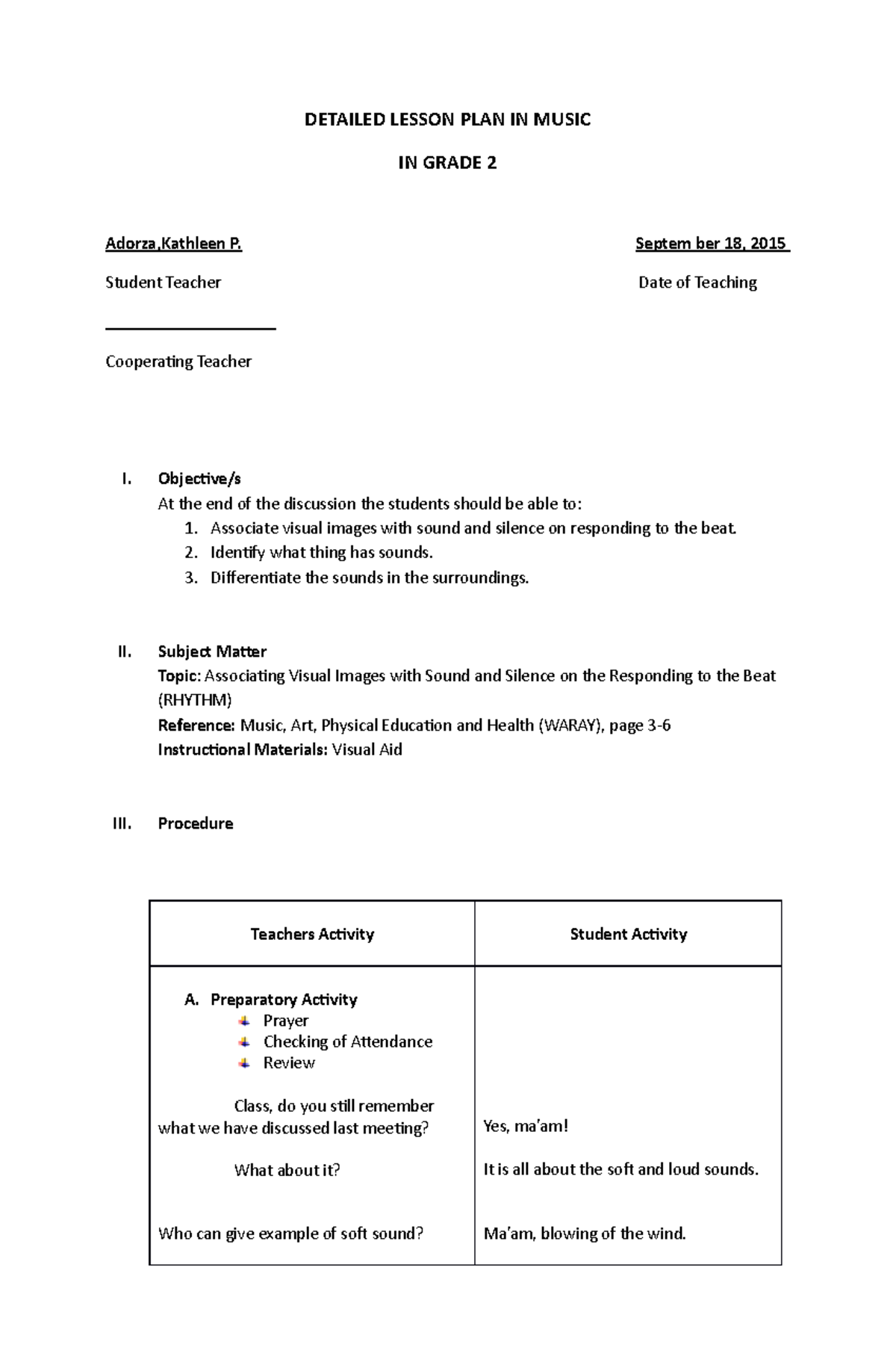 283572768 Kathleen Lesson Plan - DETAILED LESSON PLAN IN MUSIC IN GRADE ...