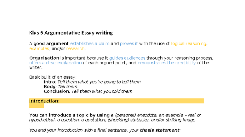 Klas 5 Argumentative Essay Writing Guide: Structure & Tips - Studeersnel