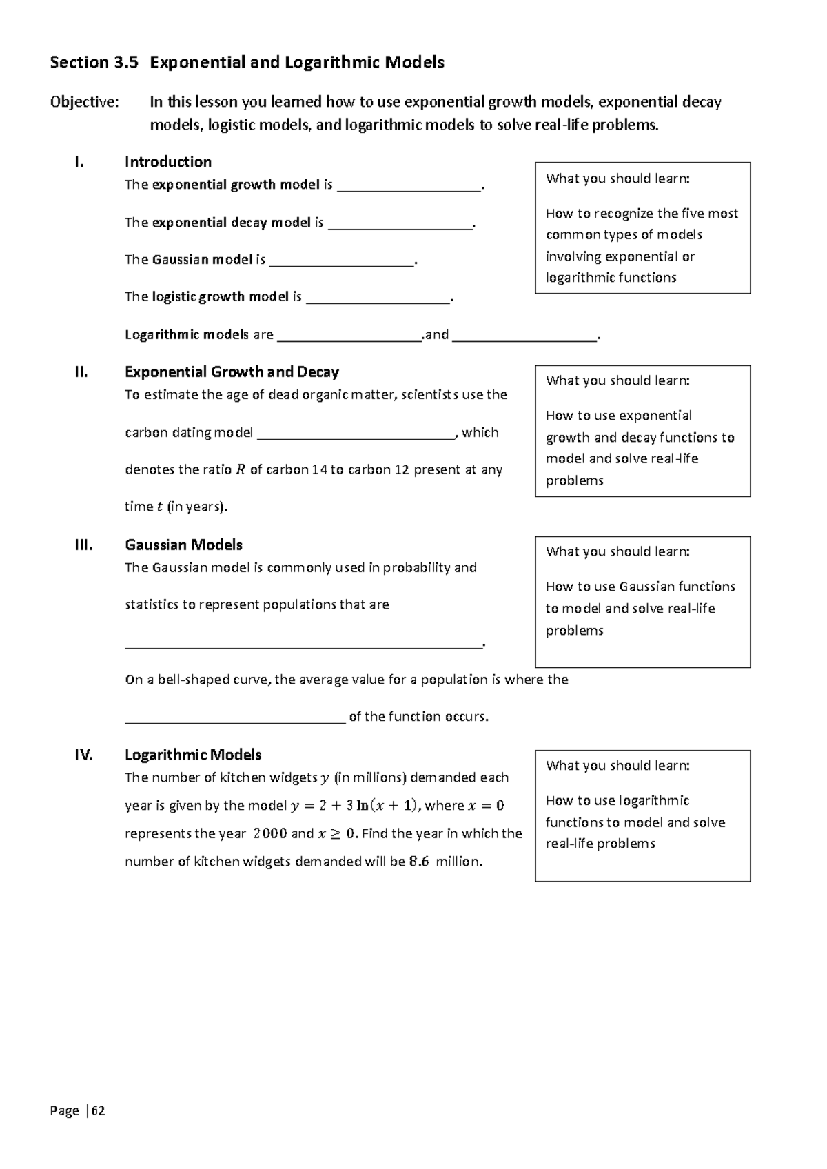 Chapter 03.5 Notes: Exponential & Logarithmic Models - Studocu