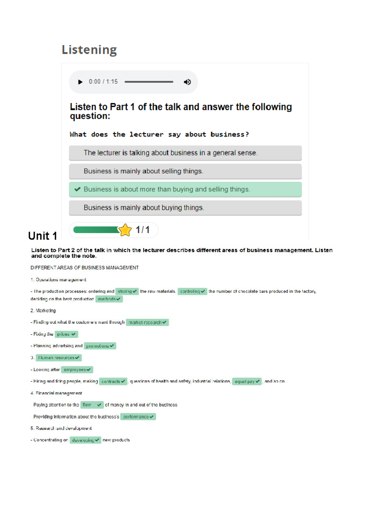 Đáp án cho Unit 1-6 trong COB1 Business Course - Studocu