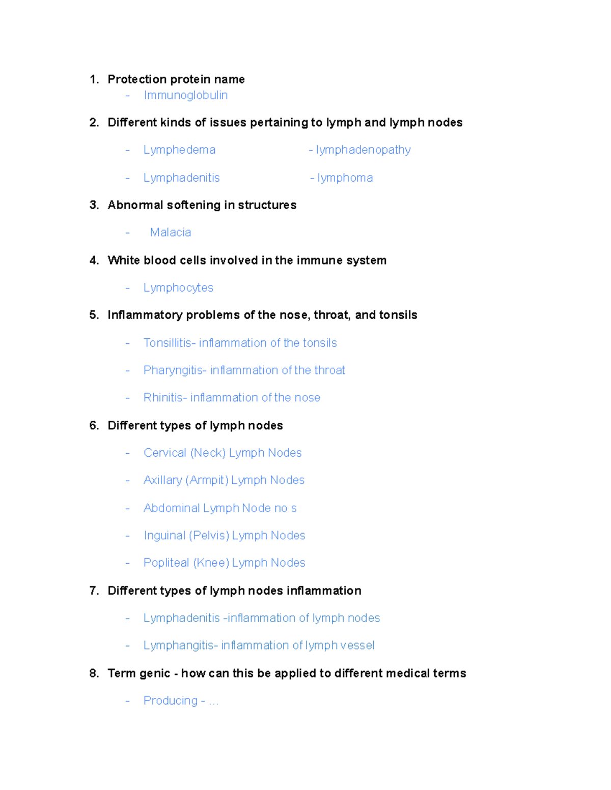 Medical Term 101: Study Guide for Test 3 Definitions & Concepts - Studocu