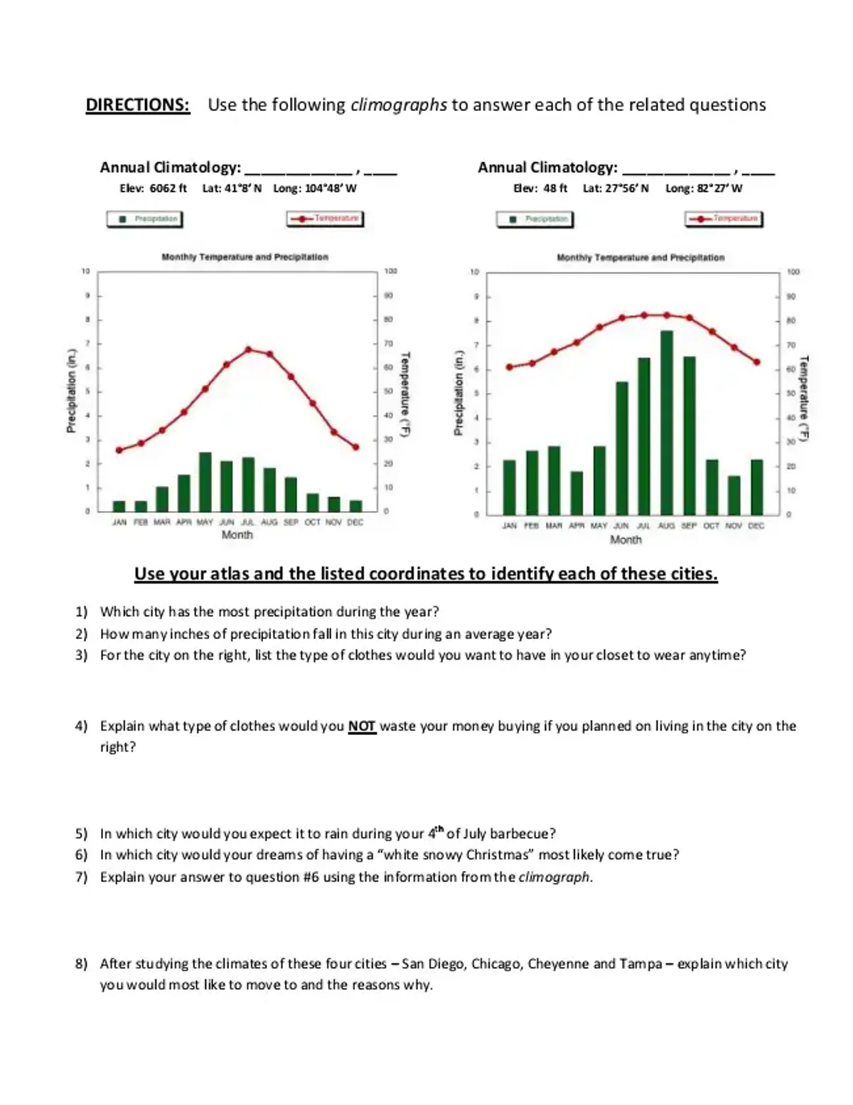 Climograph Worksheet: Annual Climatology Data Analysis - Studocu