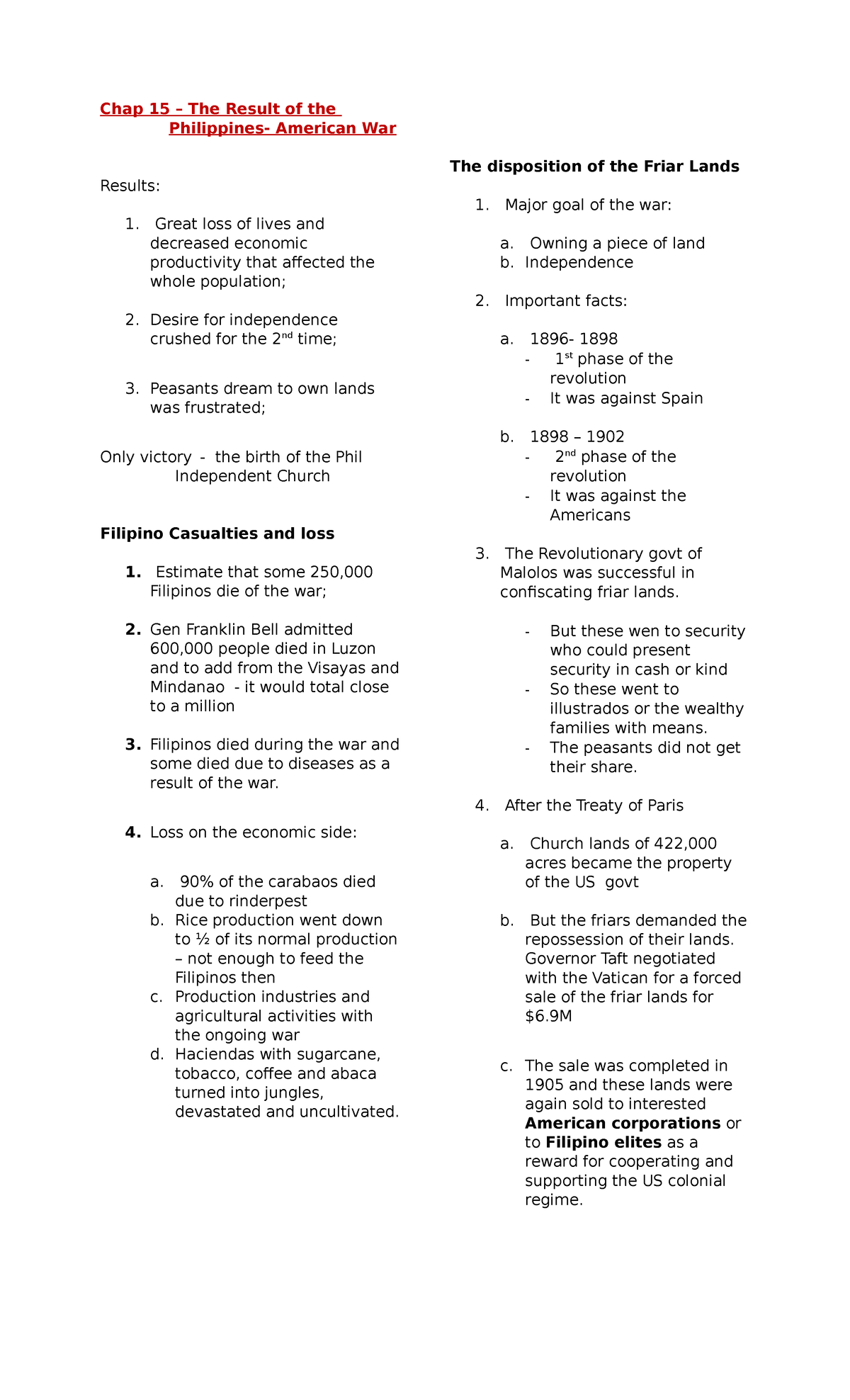 Phil hist summary Chap 15 - Chap 15 – The Result of the Philippines ...