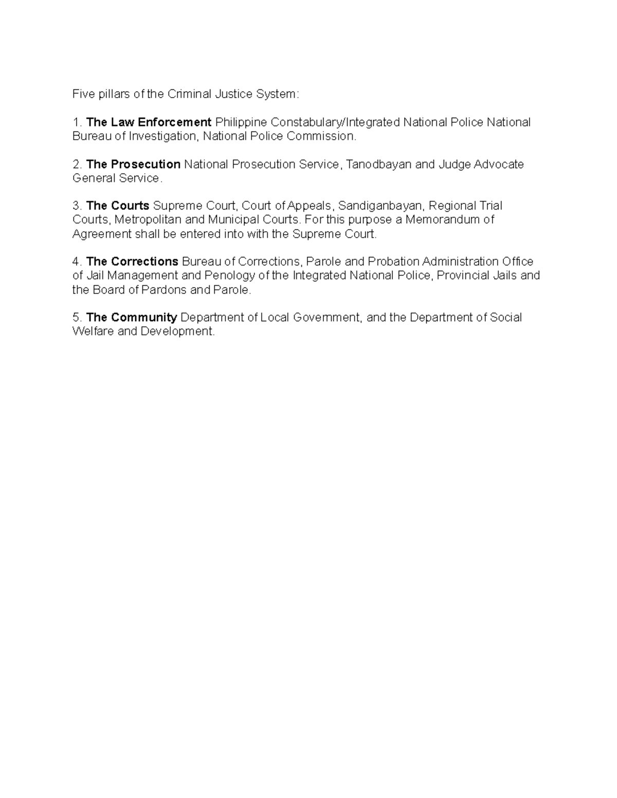 Five pillars of the Criminal Justice System - The Prosecution National ...