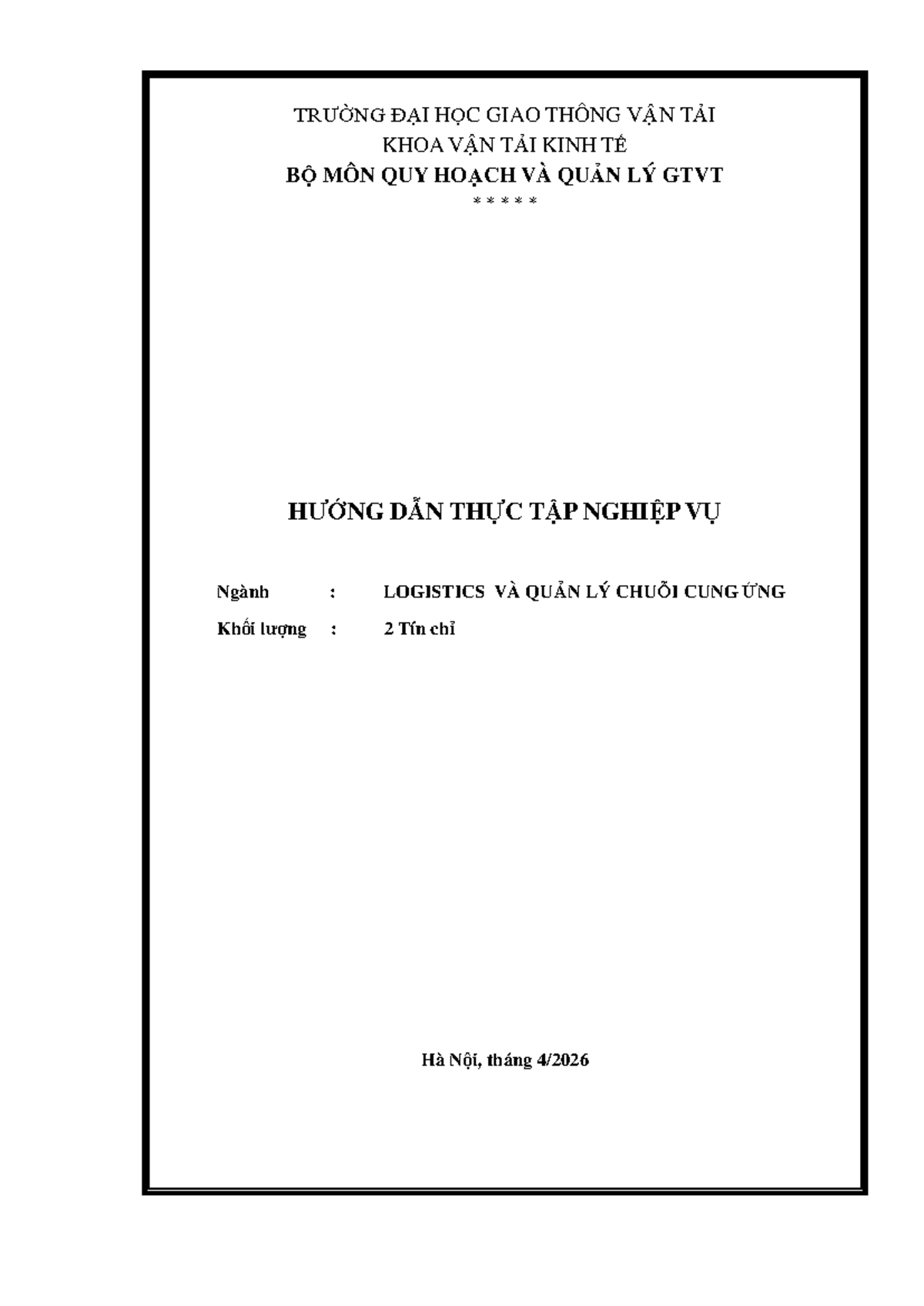 Hướng Dẫn Thực Tập Nghiệp Vụ Ngành Logistics & SCM K64 - Studocu