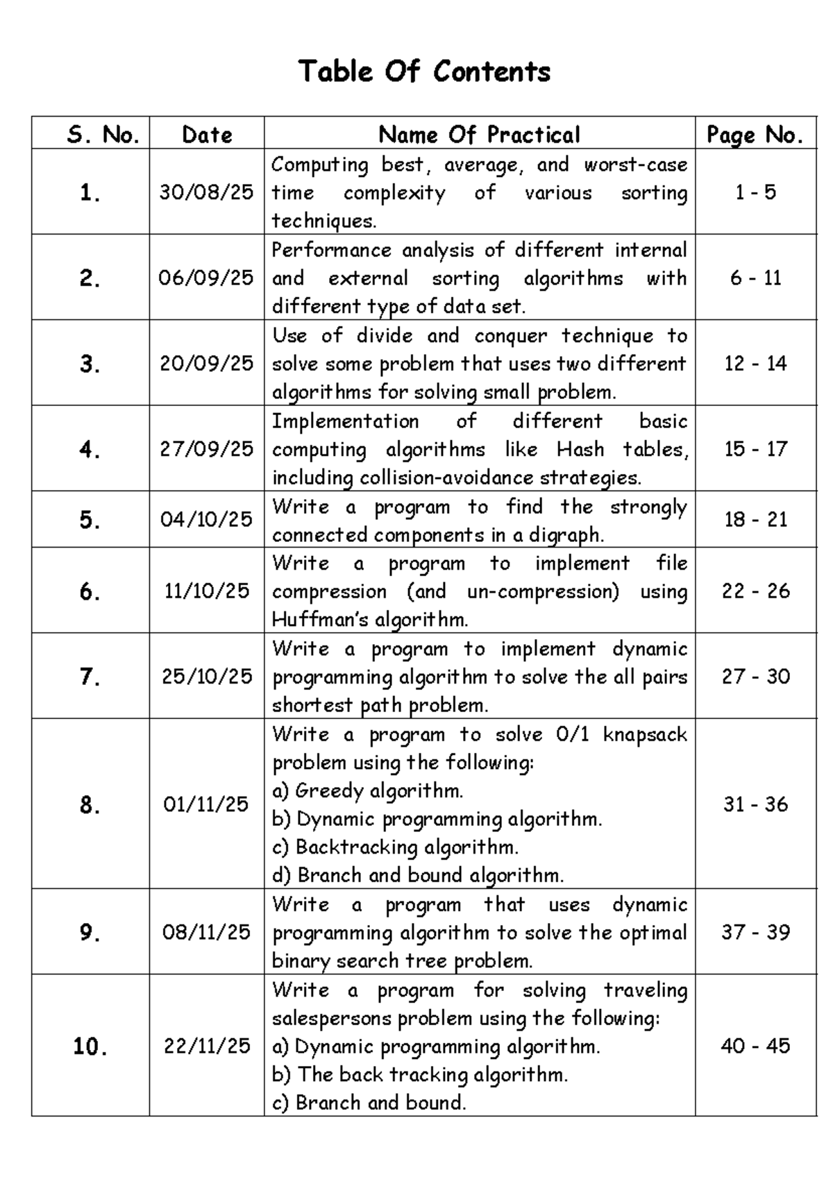 DAA Practical: Sorting Techniques & Algorithm Implementations - Studocu