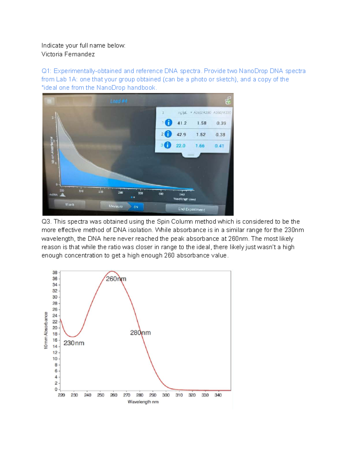 Lab 1A 2A - DNA Isolation and Spectra Analysis Report - Studocu