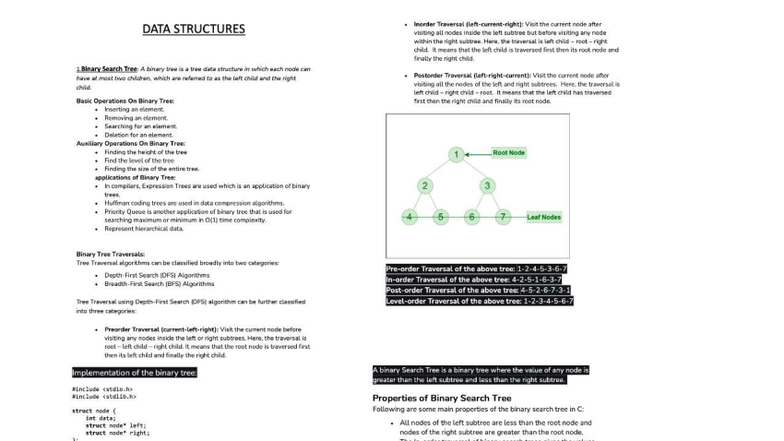 DS - Material: Binary Trees, Traversals, and Operations - Studocu
