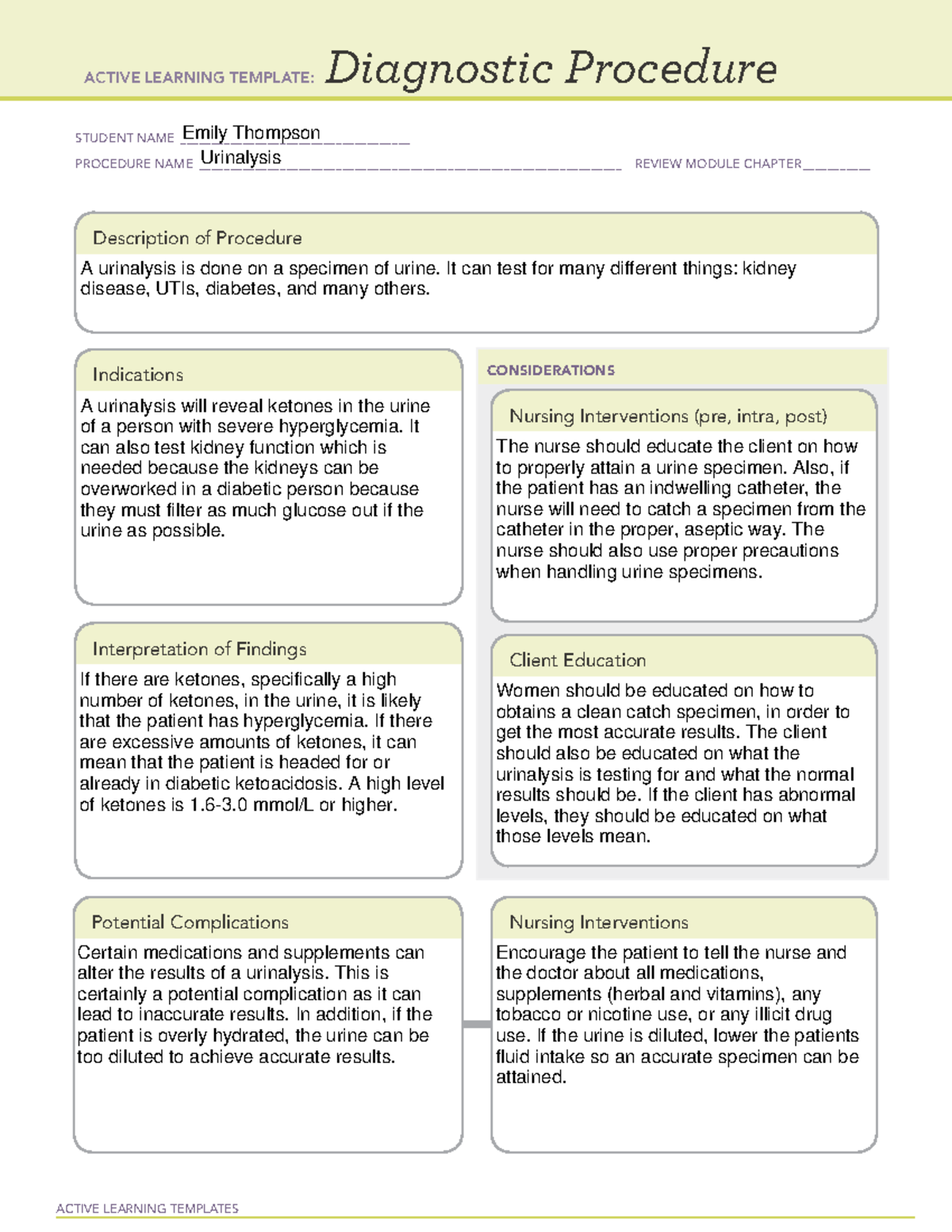 Diagnostic Procedure Template - urinalysis - ACTIVE LEARNING TEMPLATES ...