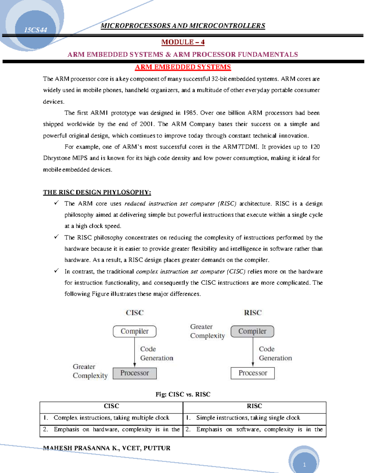 ARM Embedded Systems & Processor Fundamentals: Module 4 Overview - Studocu