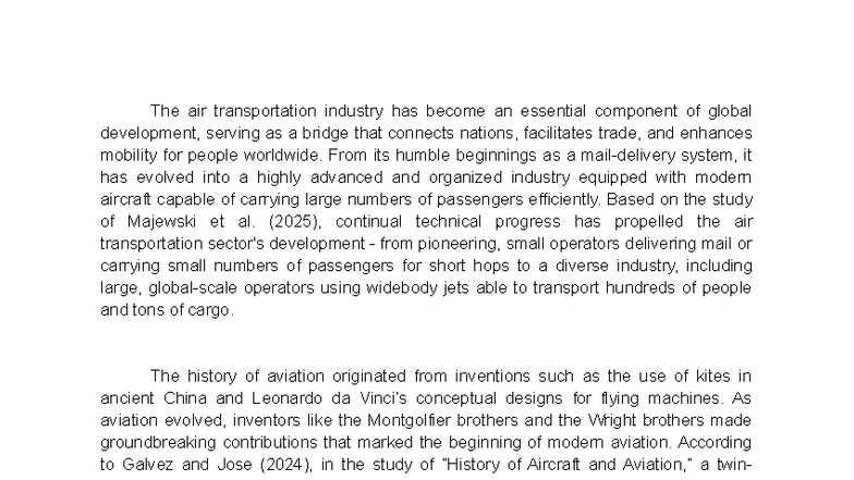 History of Air Transportation: Evolution and Impact on Global ...