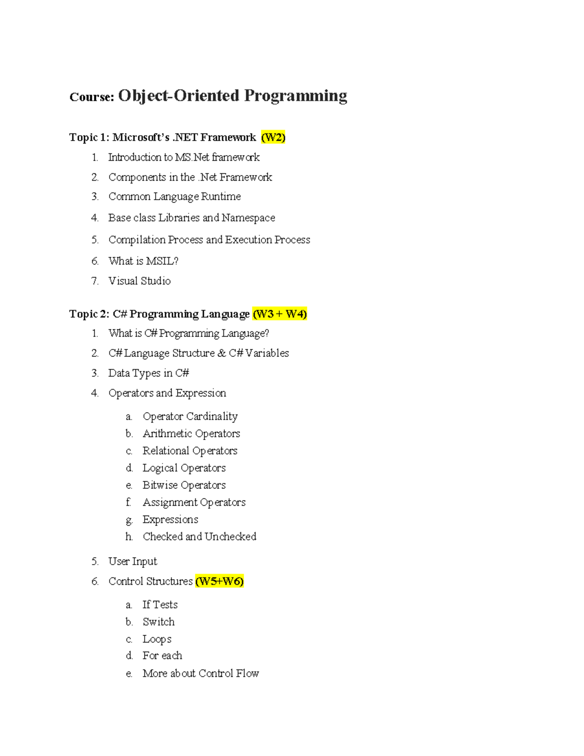 OOP Topics 2021 2022 - Course: Object-Oriented Programming Topic 1 ...
