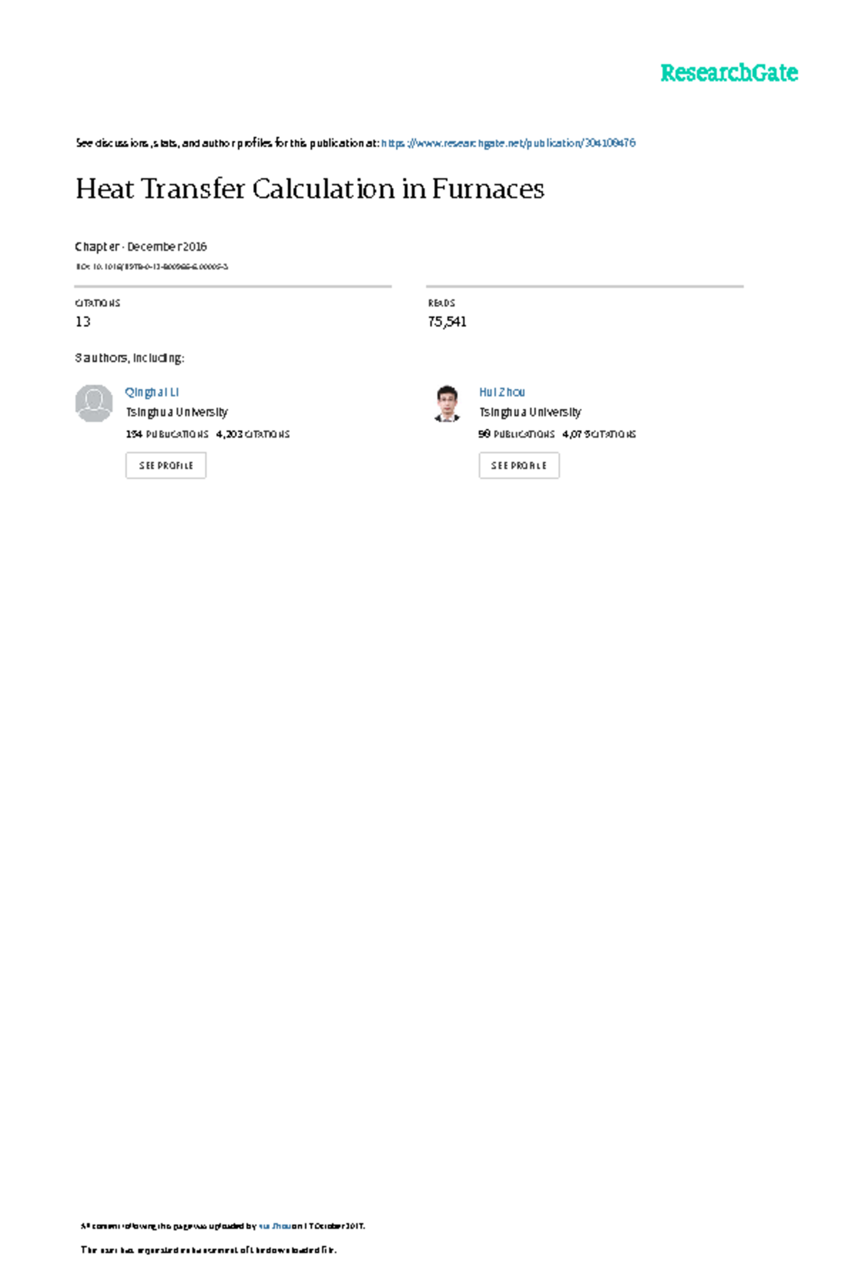 Heat Transfer Calculation in Furnaces - Chapter 5 Overview - Studocu