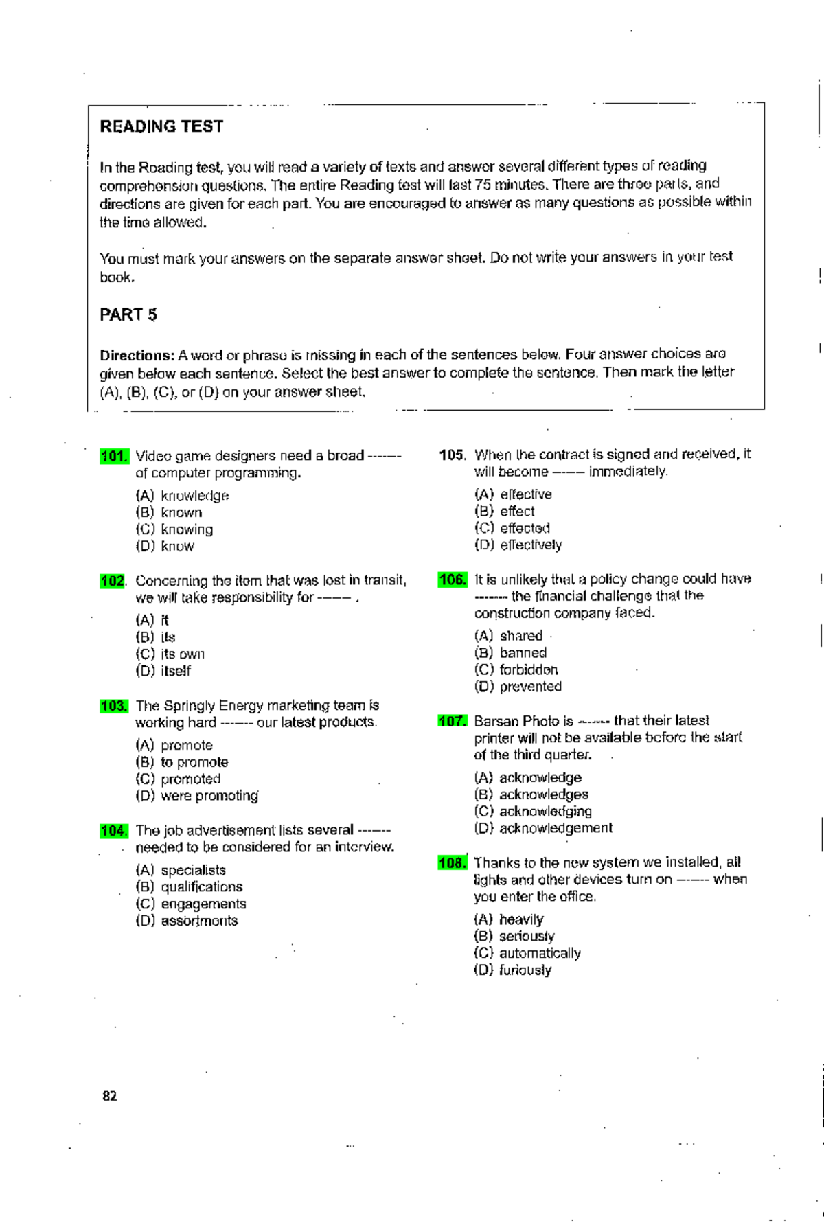 TEST 3 ETS 2023 Reading Comprehension Practice - Studocu