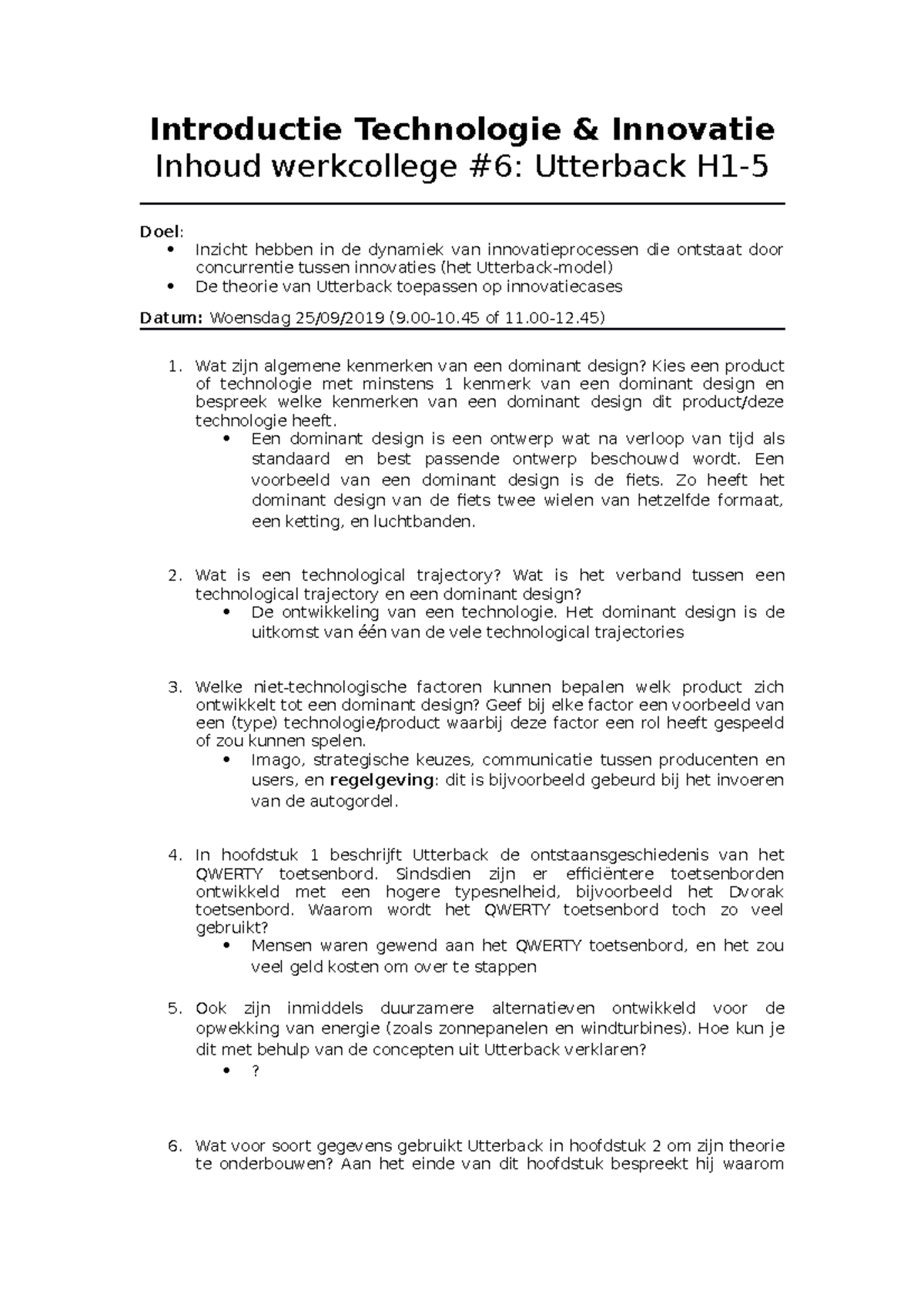 Opdrachten WC6: Technologie & Innovatie H1 Analyse 2019 - Studeersnel