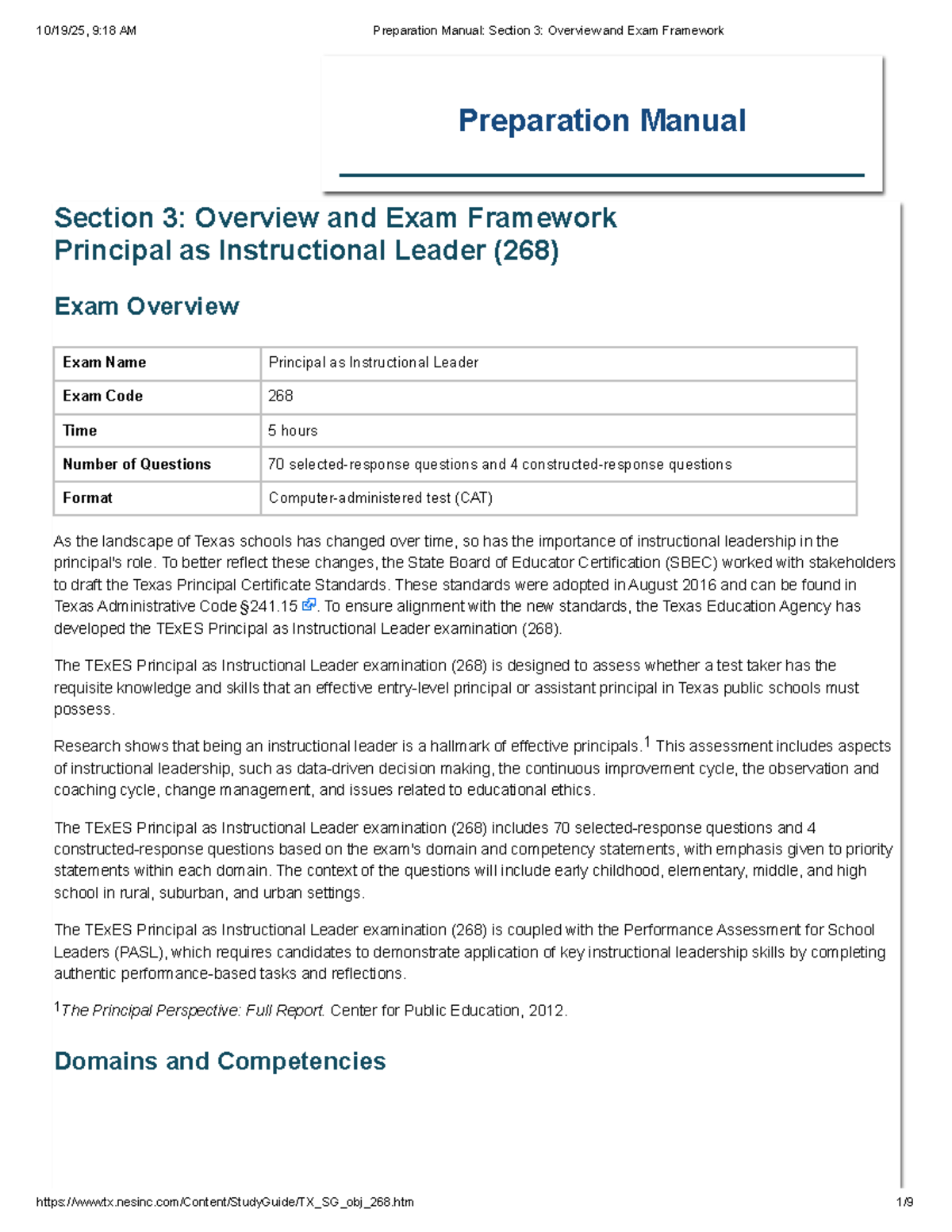 TExES Principal as Instructional Leader (268) Exam Prep Manual ...