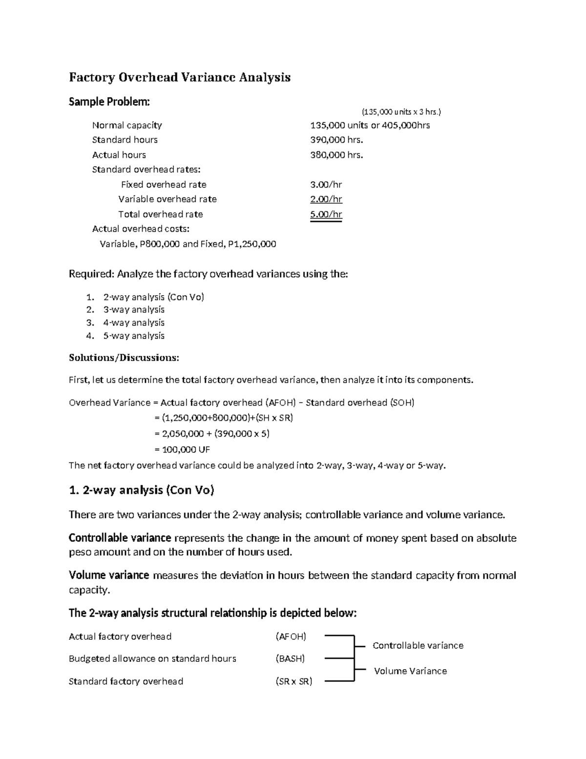 Factory Overhead Variance Analysis: Practice Problems and Solutions - Studocu