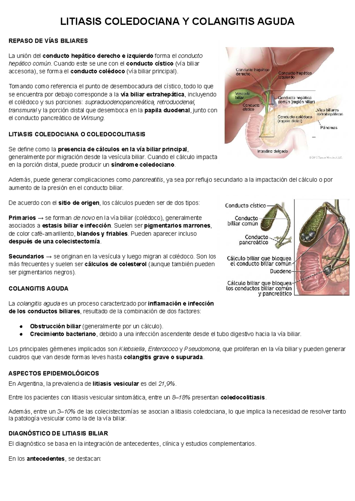 Litiasis Coledociana y Colangitis Aguda: Repaso Clínico y Diagnóstico ...