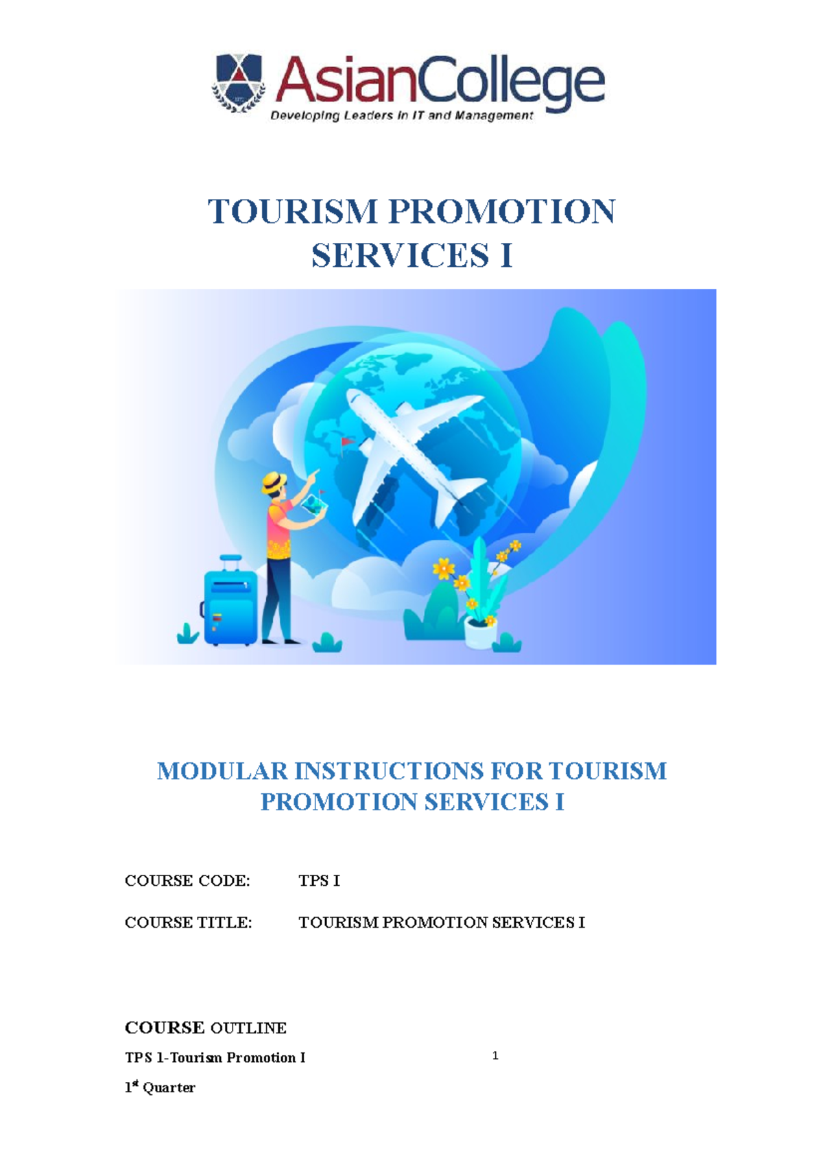 TPS I - Modular Lessons in Tourism Promotion Services I - Studocu