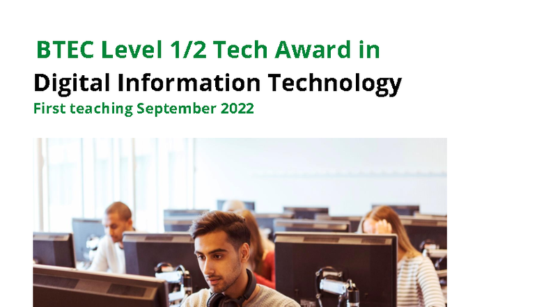 BTEC Level 2 Tech Award in Digital Information Technology: C2 Exemplar ...