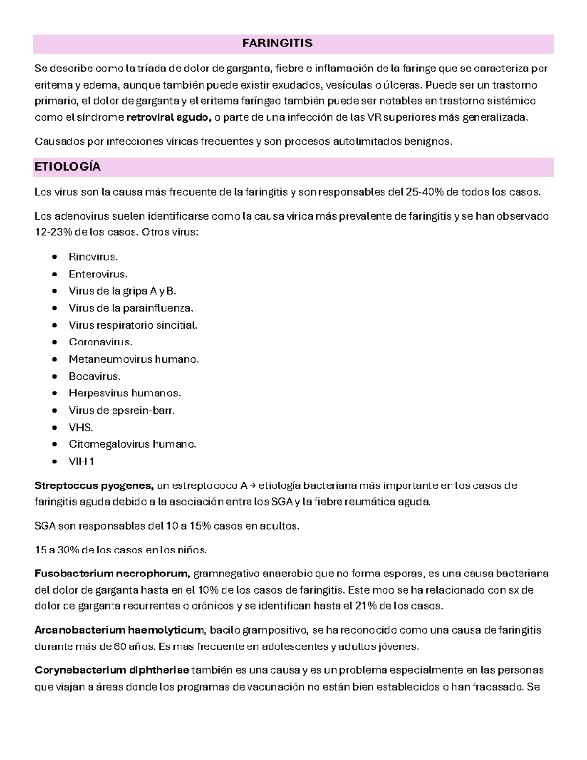 FAR-101: Estudio Completo sobre Faringitis y su Etiología - Studocu