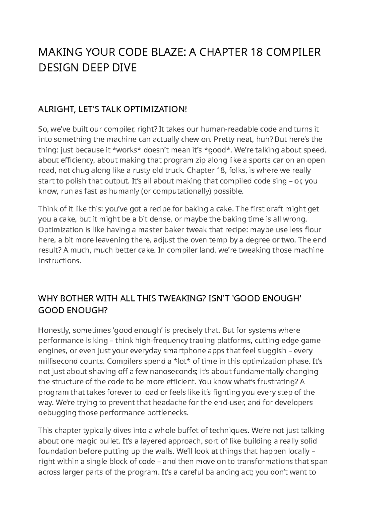 Tackling Compiler Design: Chapter 18 - Code Optimization Techniques - Studocu