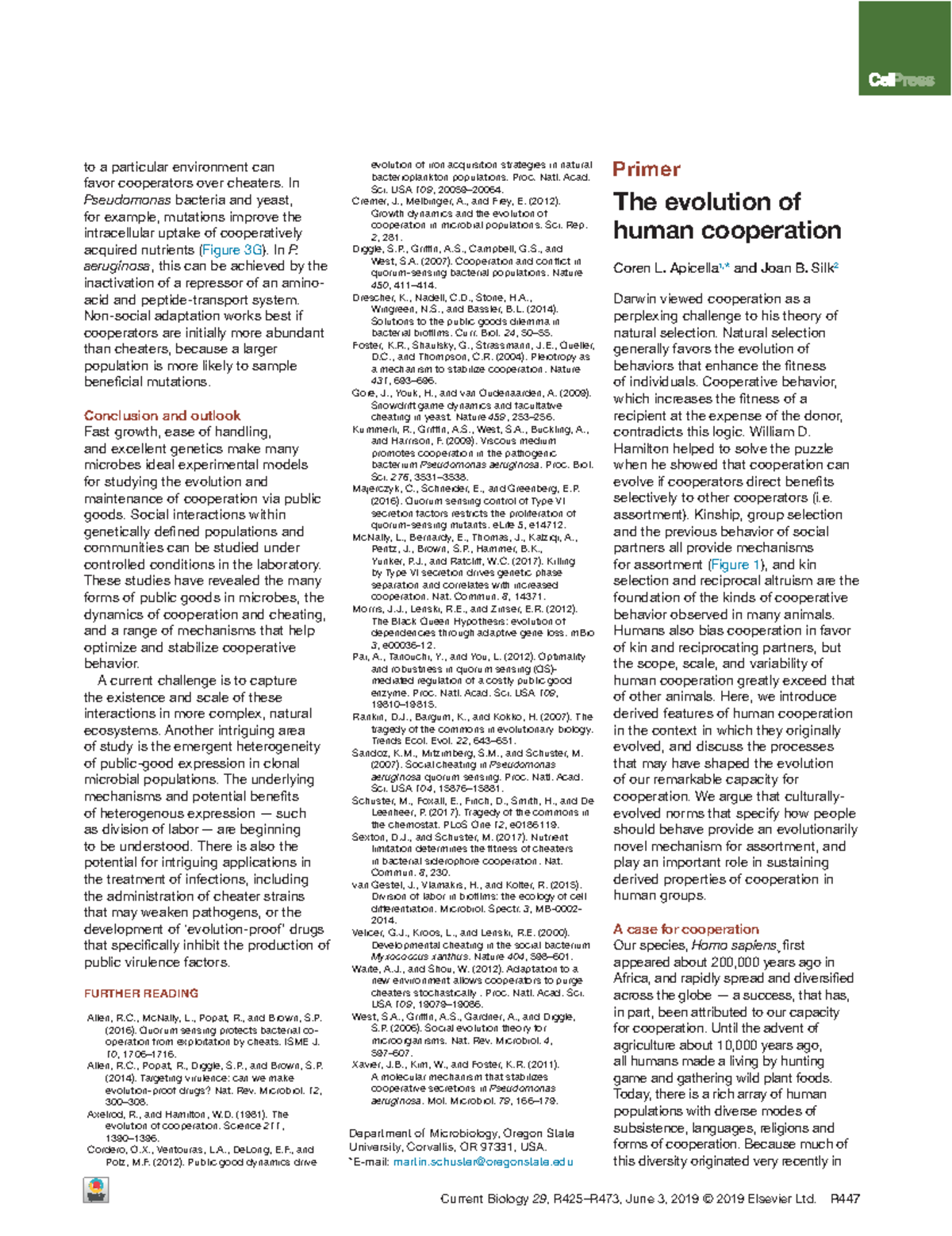 The Evolution and Mechanisms of Human Cooperation in Hunter-Gatherer ...