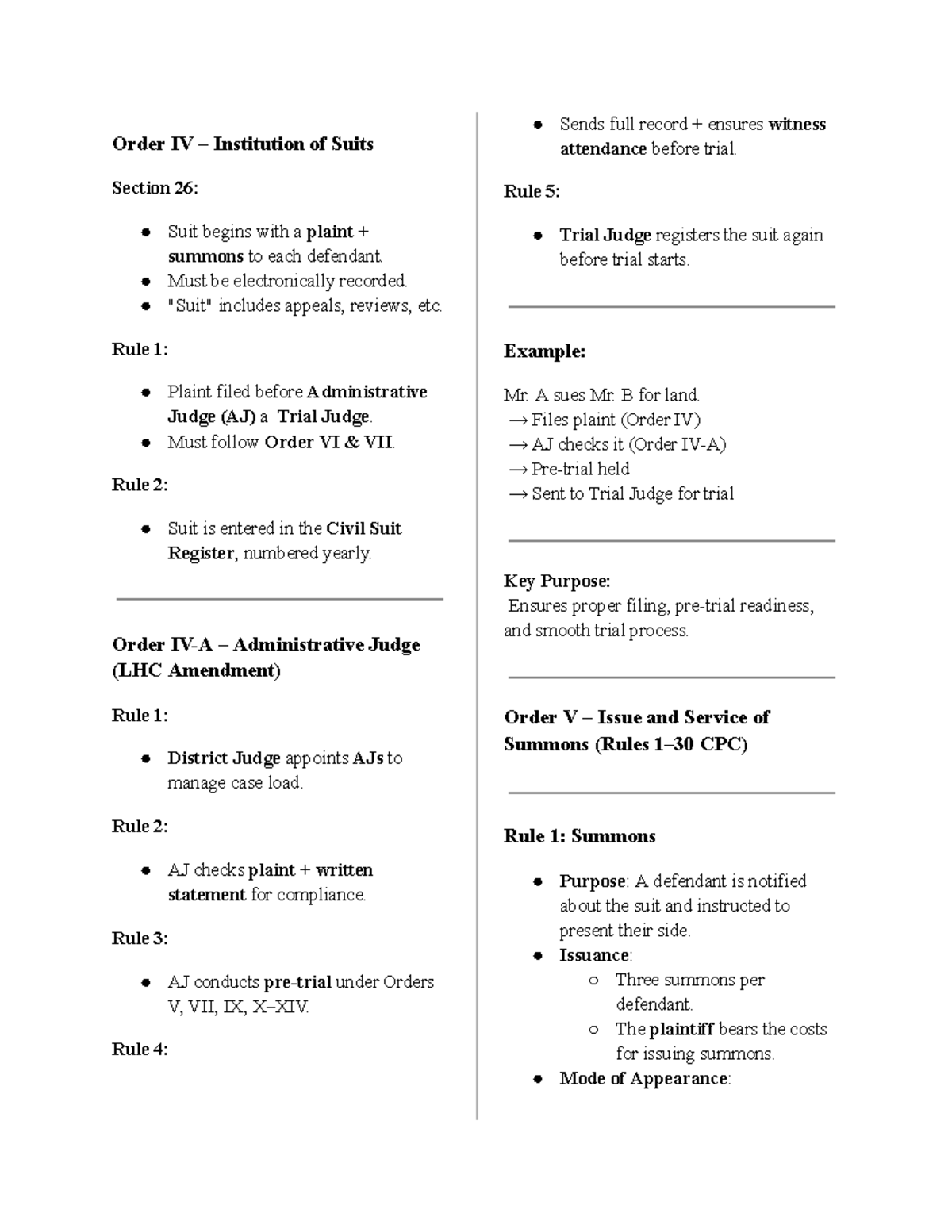 CPC (PAK) Orders Study Guide: Understanding Order IV & Suit Procedures ...