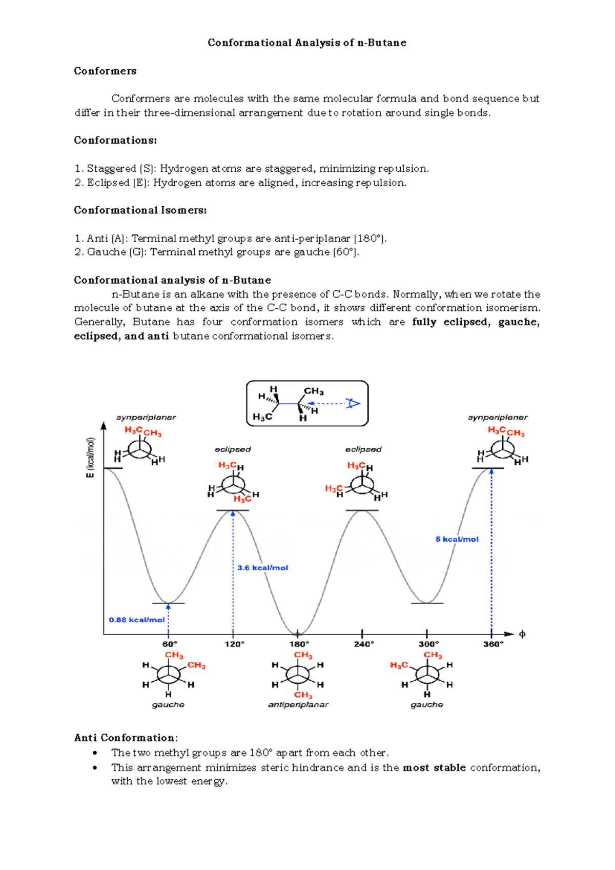 Conformational Analysis of n-Butane: Isomers and Stability Comparisons ...