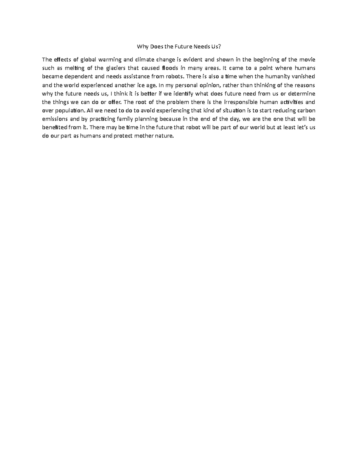 Future Needs: Human Responsibility for Climate Action and Survival ...