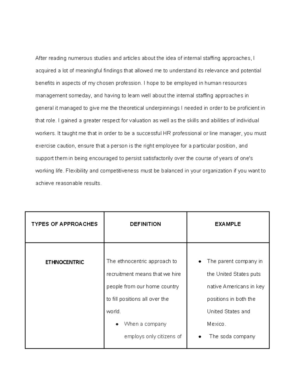 HRM 101: Internal Staffing Approaches and Their Implications - Studocu