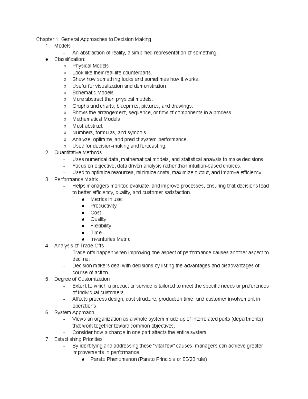 Chapter 1: General Approaches to Decision Making Models (OPMAN Notes ...