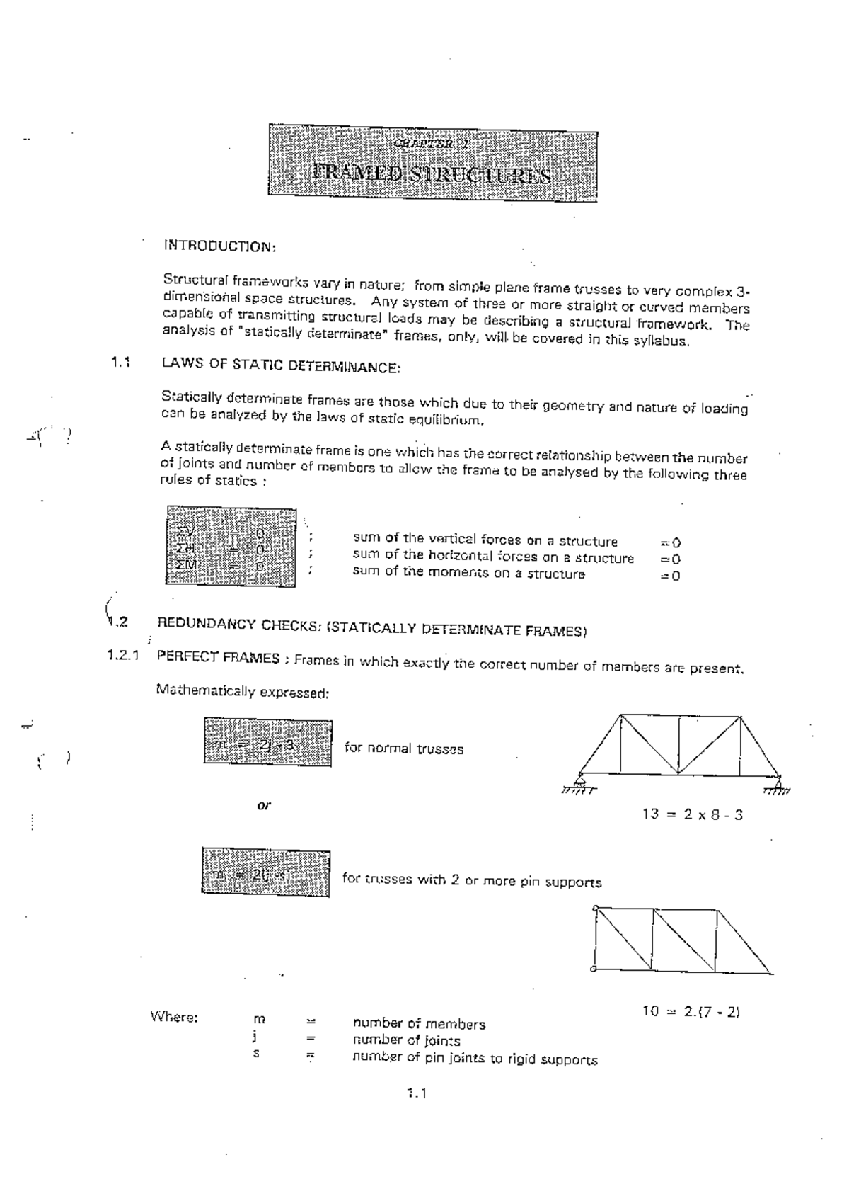 Core Notes: Chapter I - Framed Structures for TOS Course - Studocu