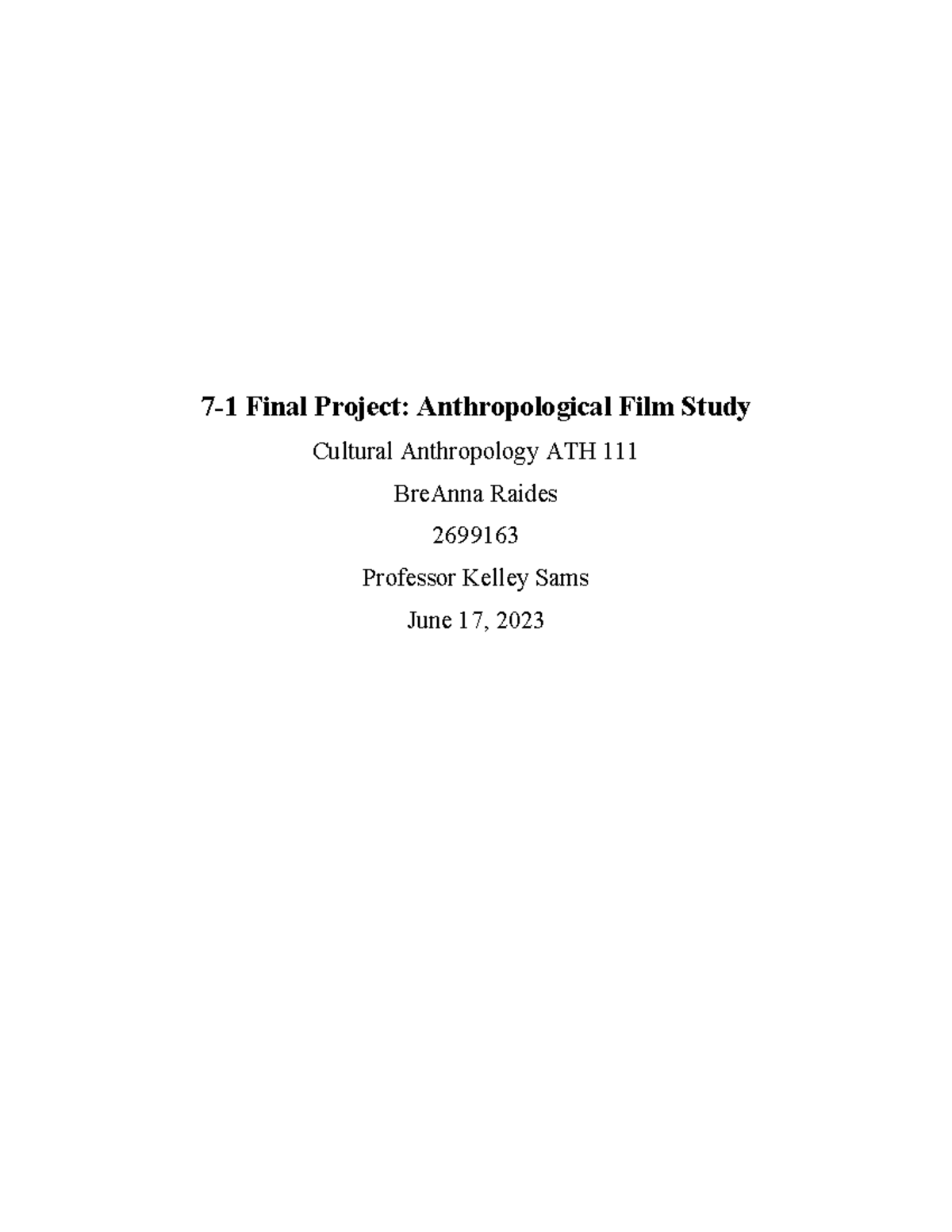 Final Project: Anthropological Film Study of The Little Mermaid-ATH111 ...