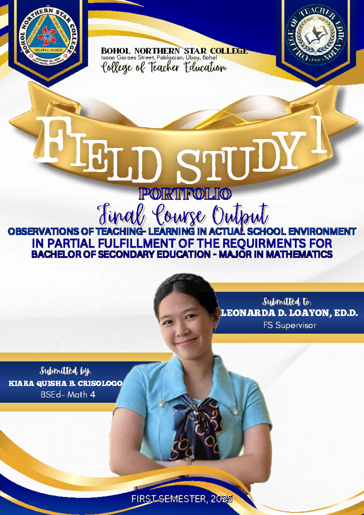FIELD STU 1 DY PORTFOLIO: Observations of Learning in School ...