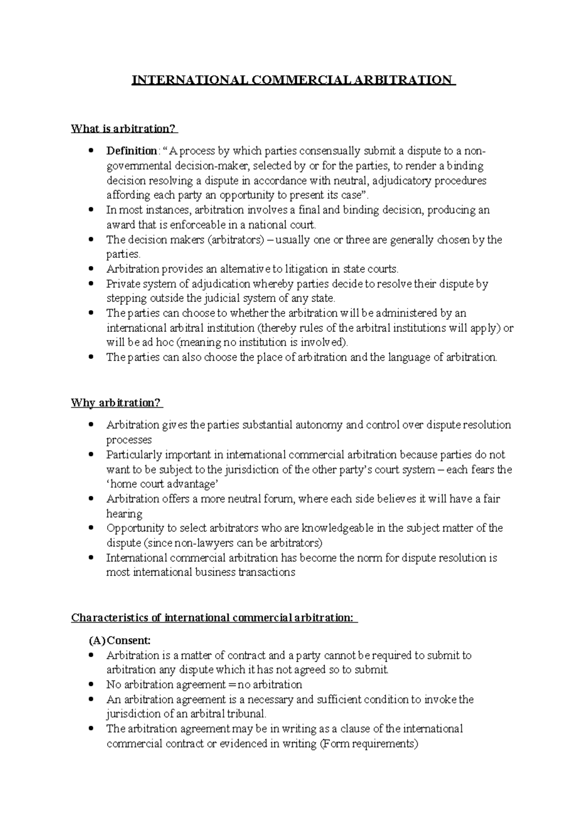 International Commercial Arbitration: Processes, Characteristics, and ...