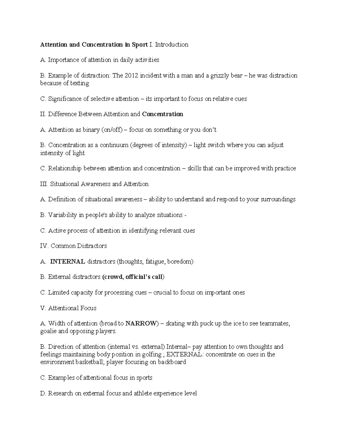 Attention and Concentration in Sport: Understanding Focus Dynamics ...