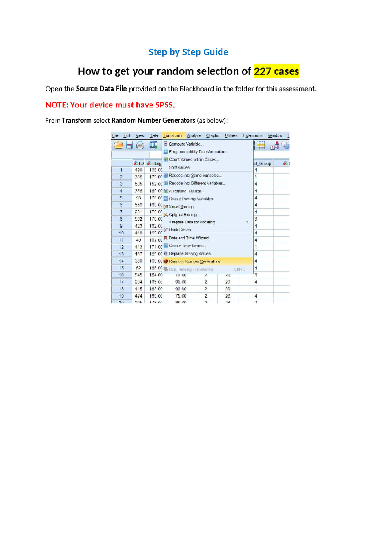 Step by Step Guide for Selecting 227 Random Cases (S1 2026) - Studocu