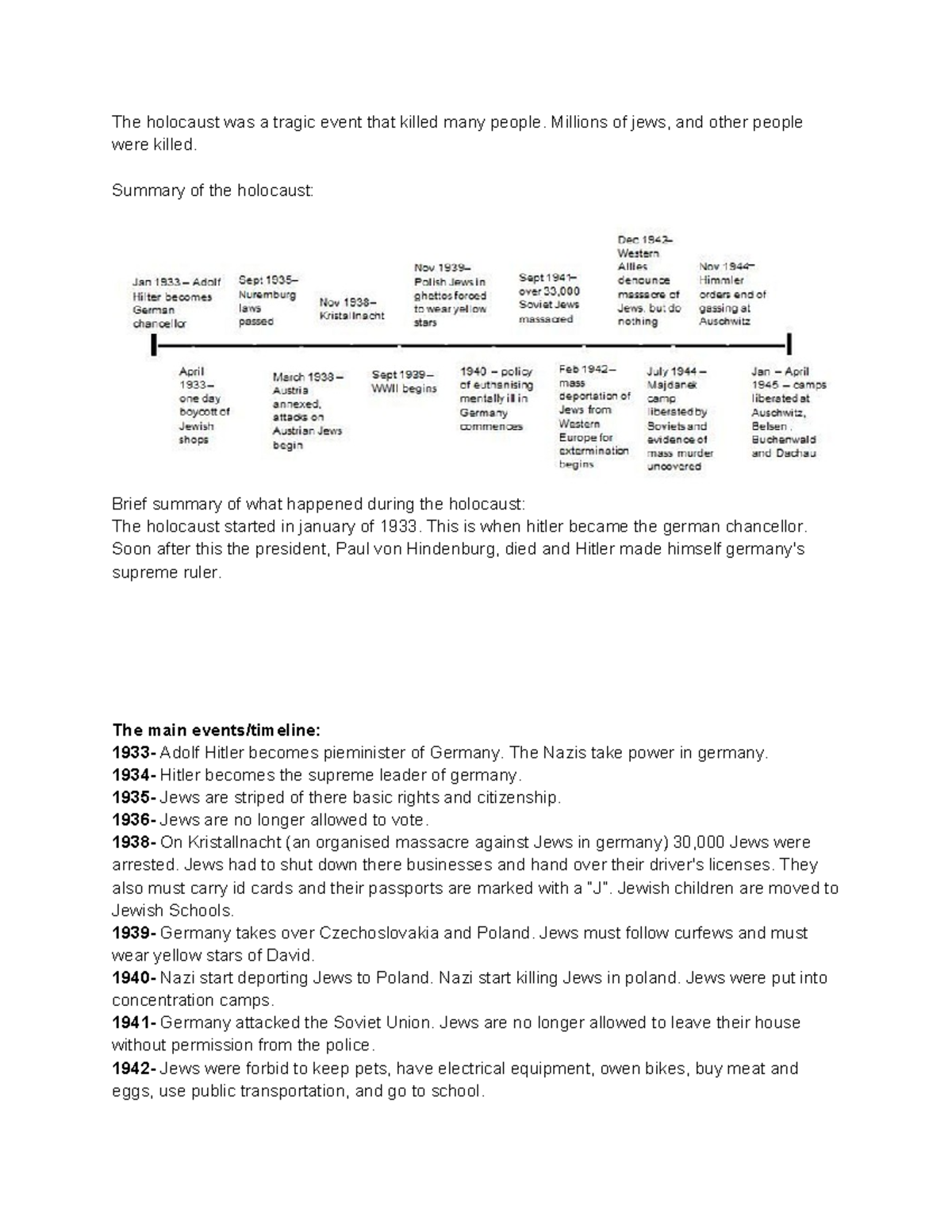 Holocaust Overview: Key Events and Timeline Notes - Studocu
