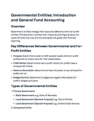 GASB 34 Detailed Notes for Governmental Financial Statements Overview ...