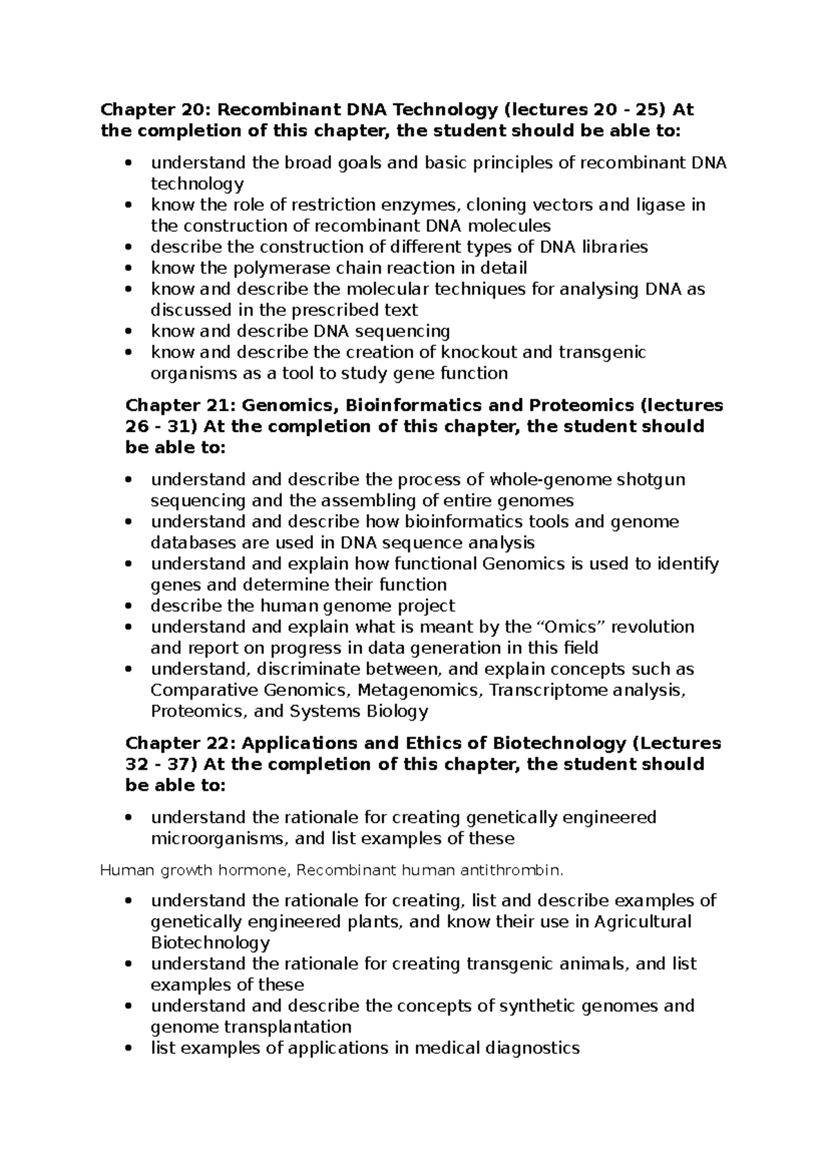 Genetics A2: Recombinant DNA, Genomics, and Biotechnology Overview ...