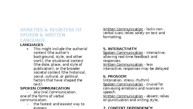 Varieties & Registers of Spoken/Written Language (ENG 101) - Studocu
