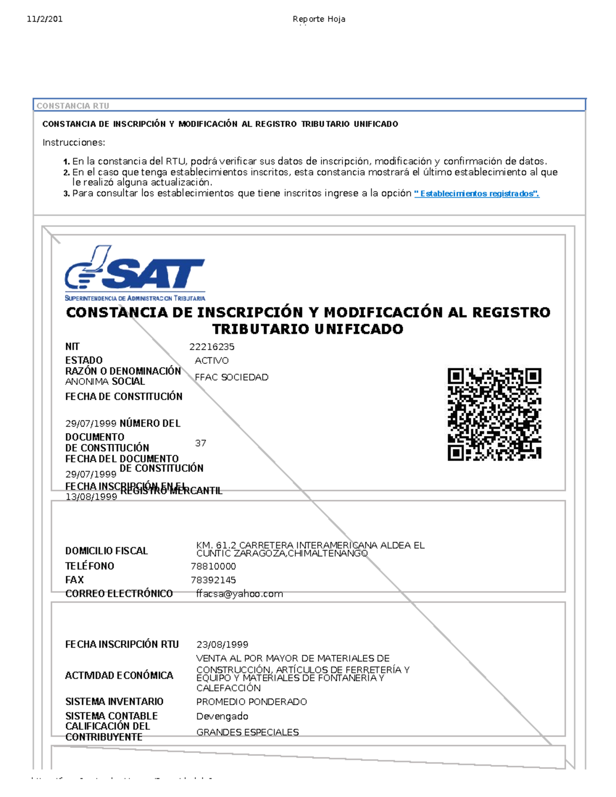 Constancia RTU y Obligaciones de Inscripción - Documento 22216235 - Studocu