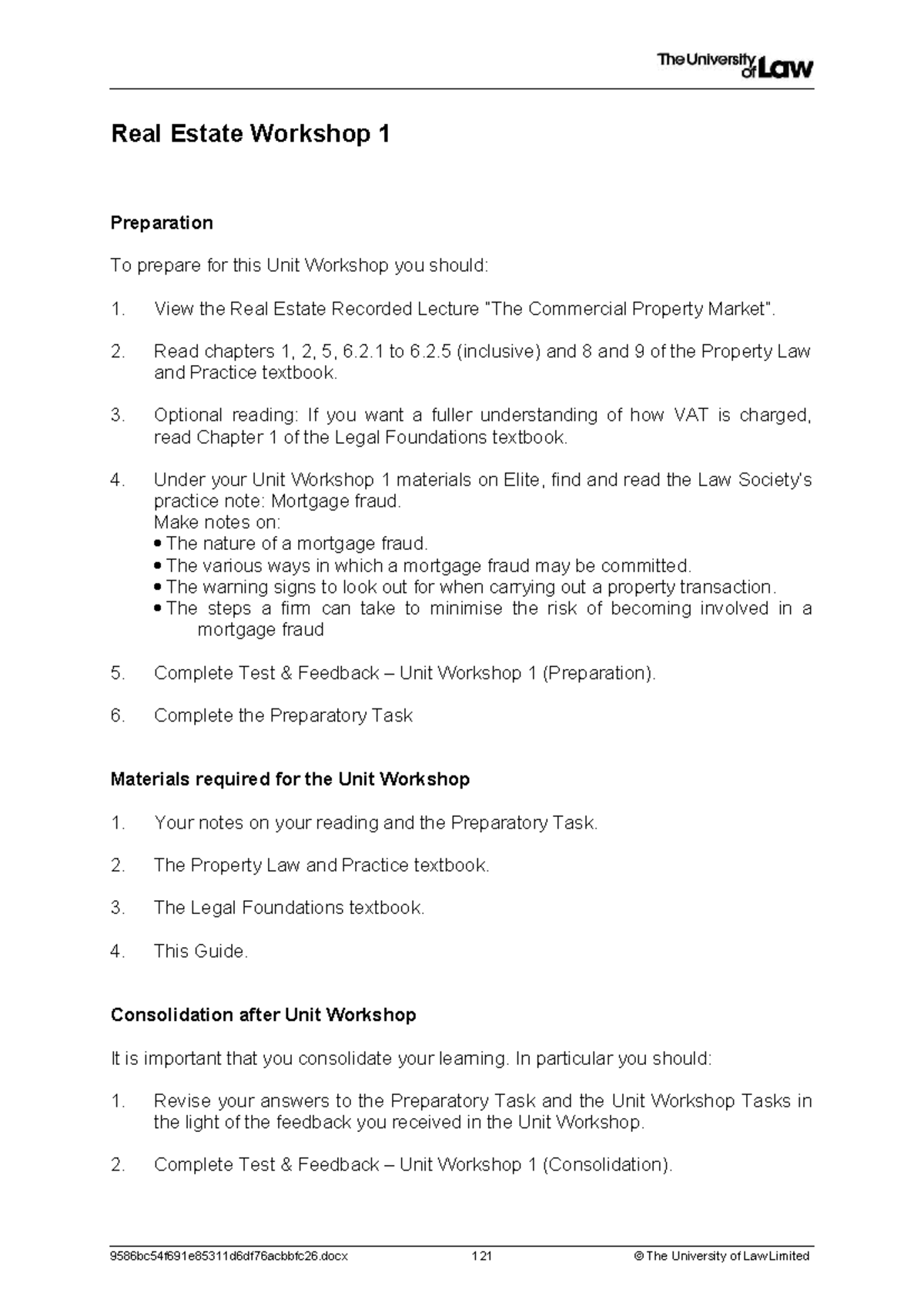 Real Estate Workshop 1: Preparation and Key Considerations - Studocu