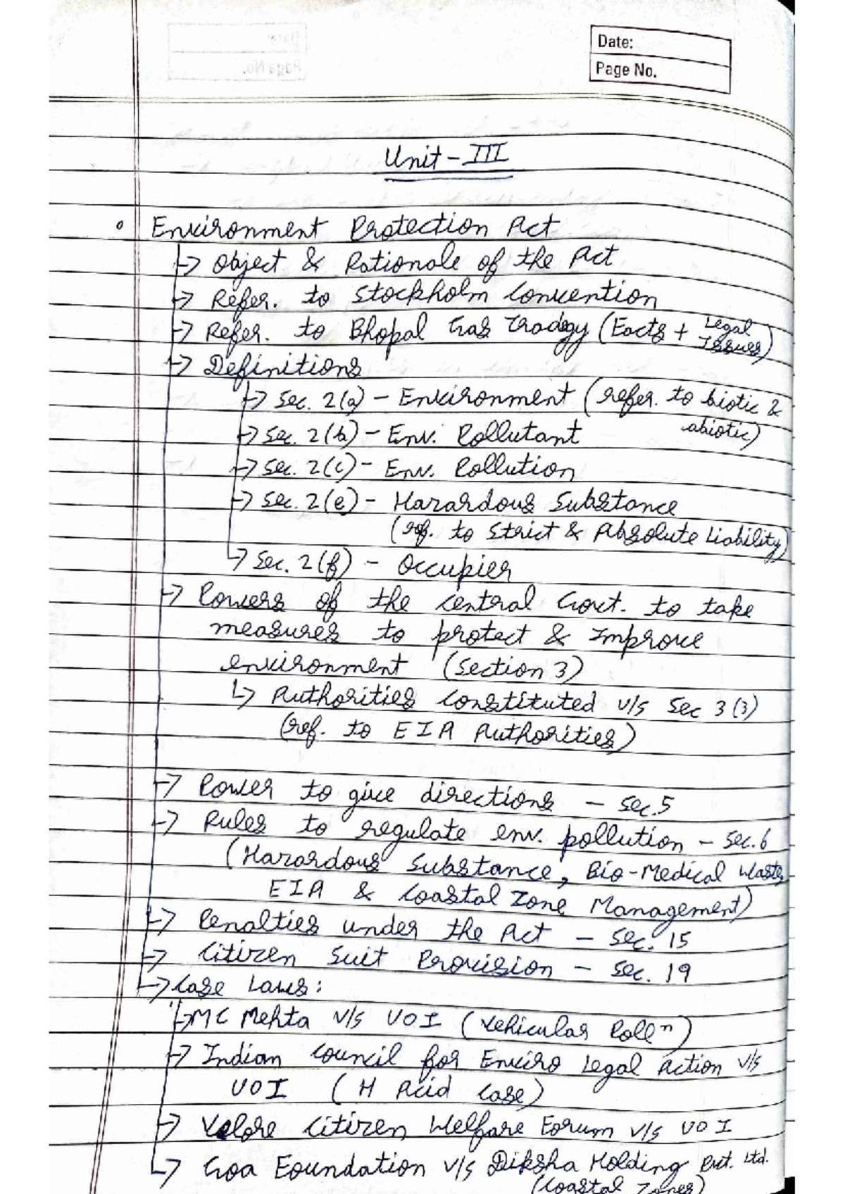 Environmental Law - Unit 3: Protection and Management Regulations - Studocu