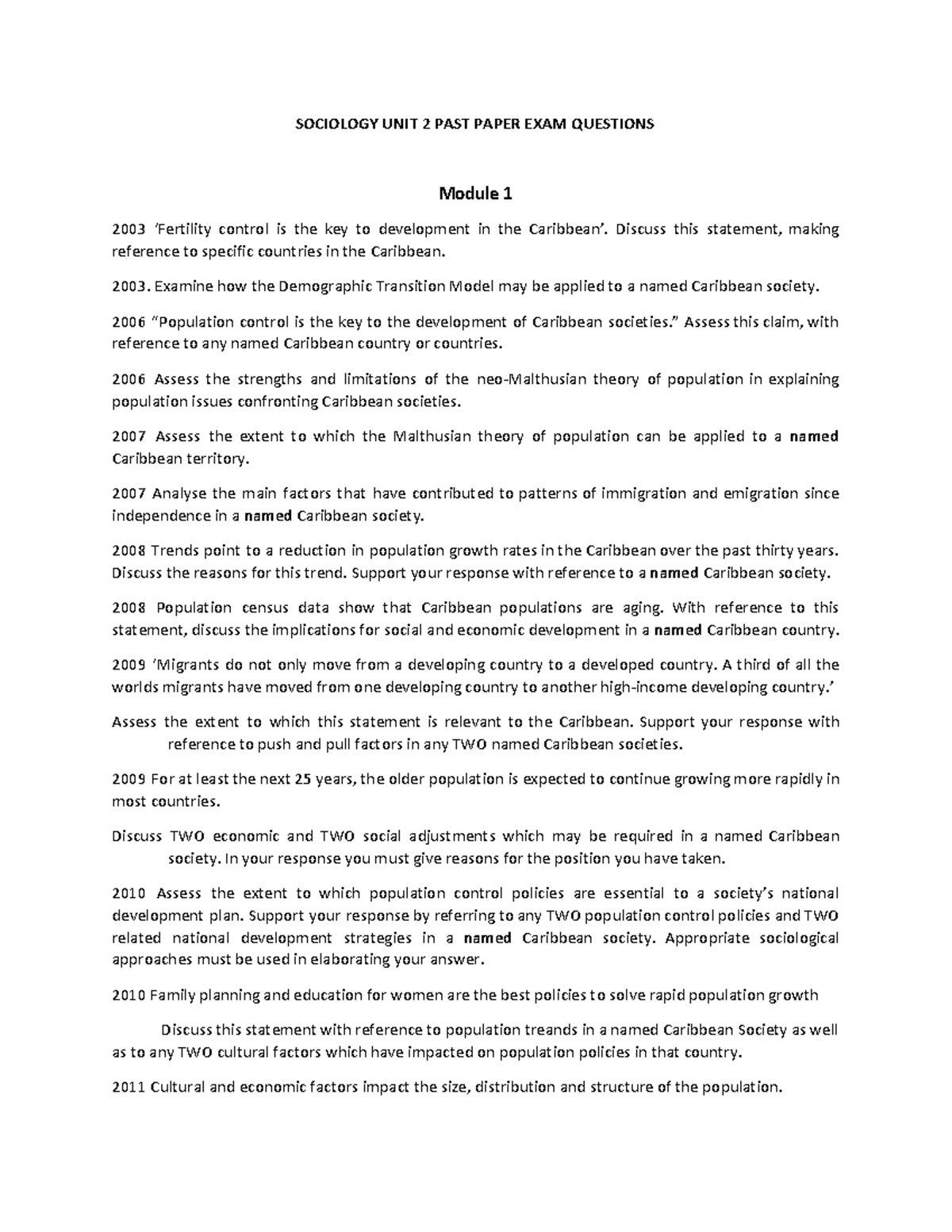 Sociology Unit 2 Past Exam Papers: Key Questions & Topics Reviewed ...