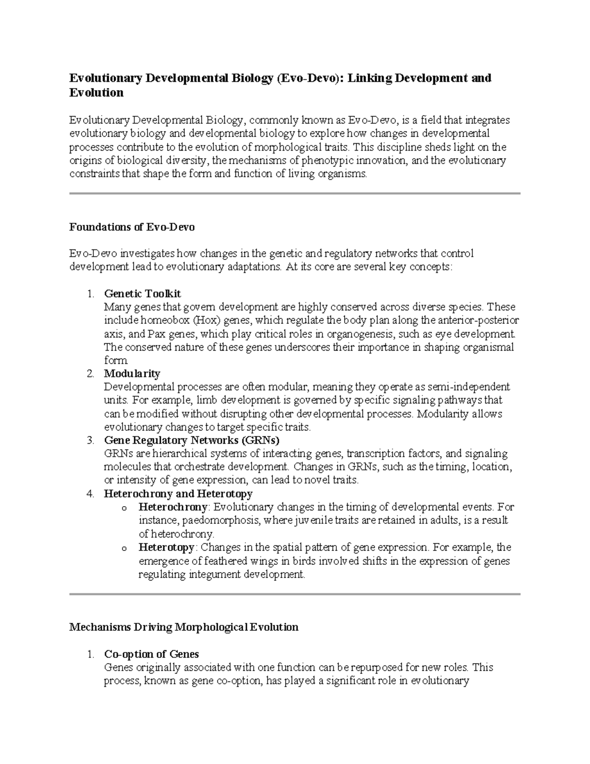 Evolutionary Developmental Biology - This discipline sheds light on the ...